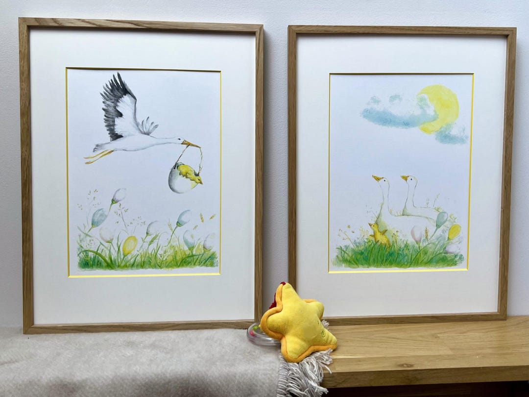 Stork & Geese Family Poster Set | Waiting for the Goose Chick ...