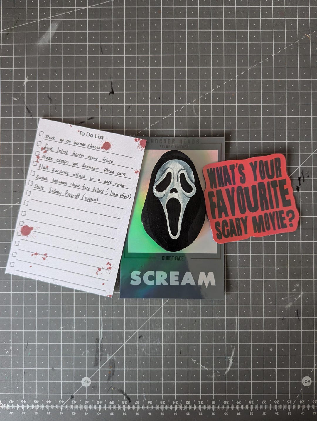 Horror Heads Fridge Magnet, Scream Ghost Face, Sticker & Horror To-do ...