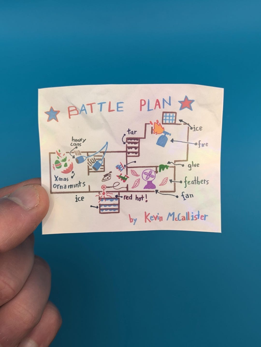 Home Alone Battle Plan Sticker, Kevin Mcallister's House Map ...