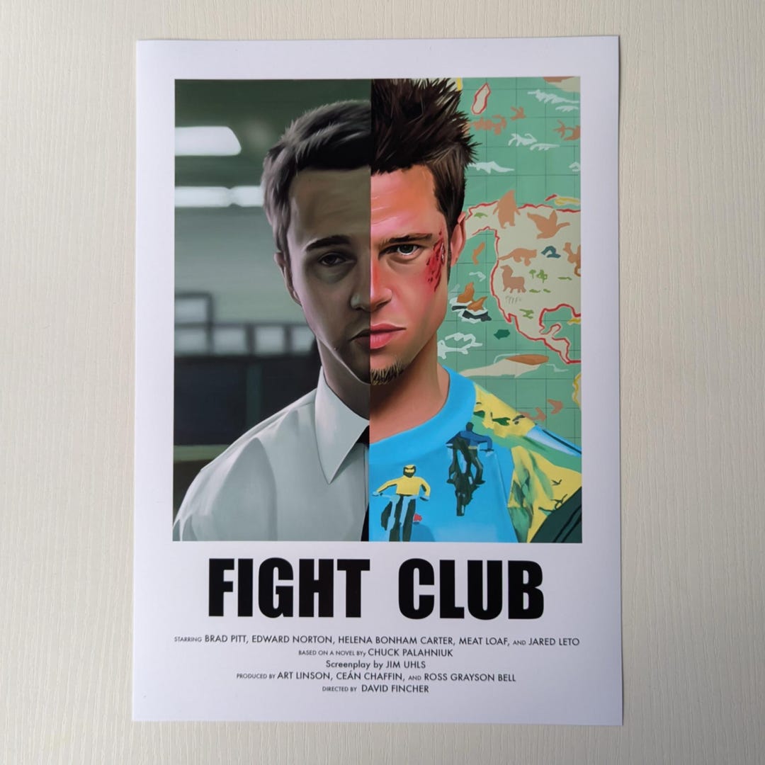 Fight Club Movie Poster, A4 and A3 Art Print, Tyler Durden & Narrator ...
