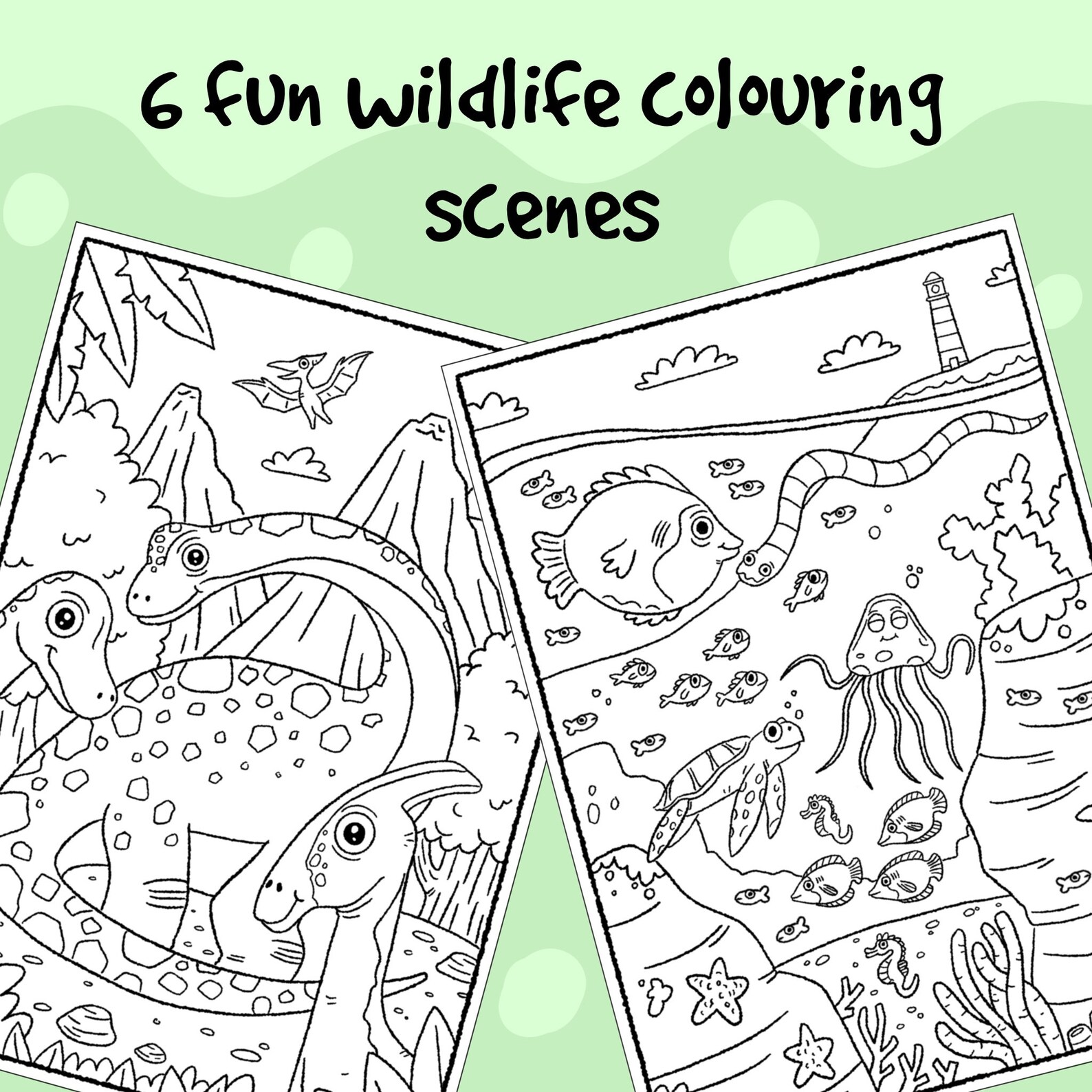 6 Fun Wildlife Colouring Scenes | Printable Wildlife Colouring Pages ...