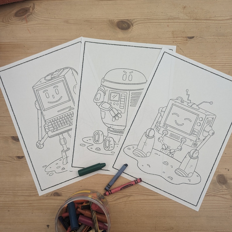 6 Fun Robot Colouring Sheets Printable Robot Colouring Pages for Kids ...