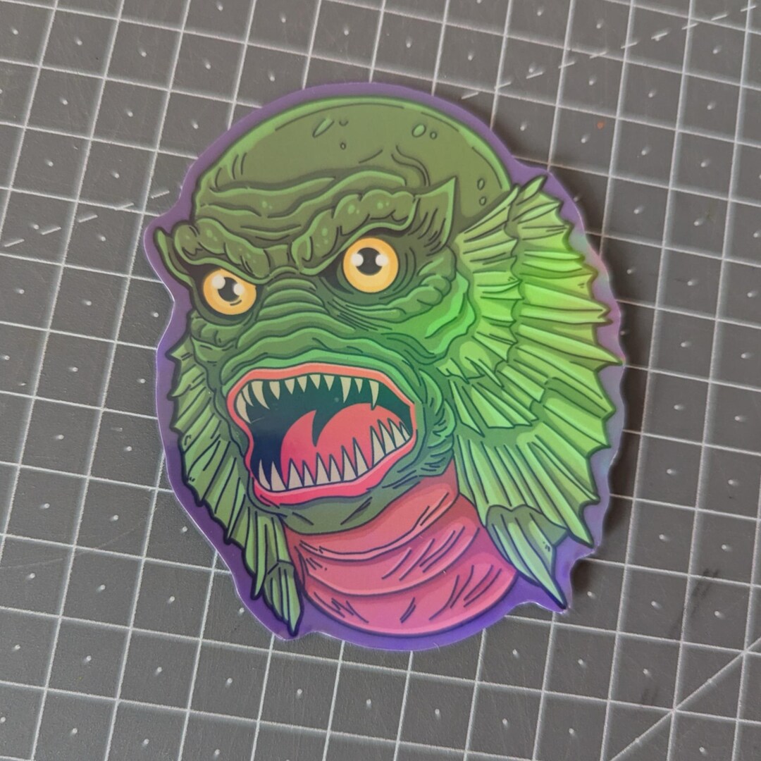 Creature From the Black Lagoon Holographic Vinyl Sticker, Laptop ...