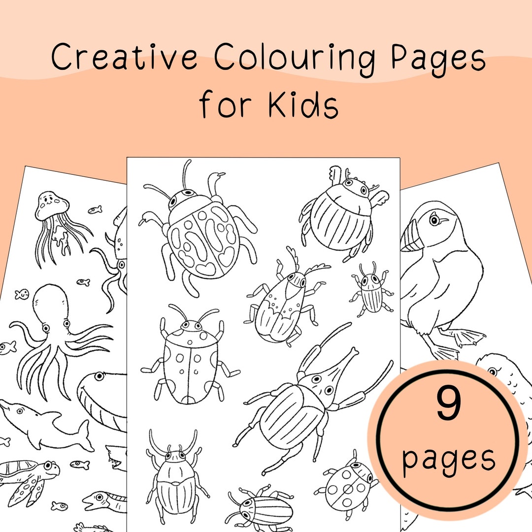 Creative Colouring Pages for Children 9 Printable Designs With Numbers ...