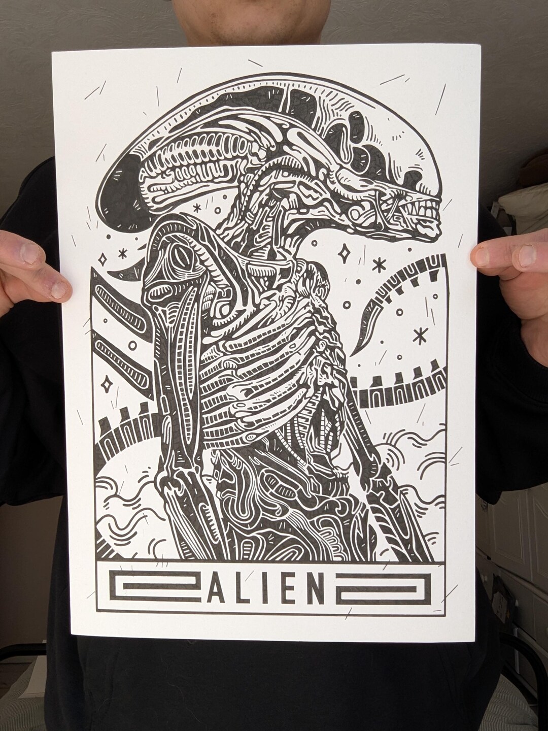 Xenomorph Original Art, Xenomorph, Sci-fi Horror Art, Hand-drawn A3 Ink ...