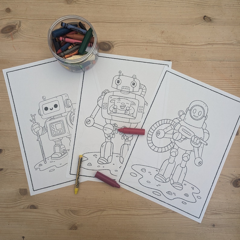 6 Fun Robot Colouring Sheets Printable Robot Colouring Pages for Kids ...