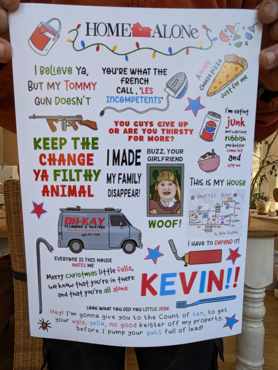 Home Alone A4 Art Print , Iconic Movie Quotes and Illustrations, Funny ...