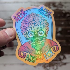 Mars Attacks Sticker, Tim Burton Films Sticker, Retro Sci-fi Alien Head ...