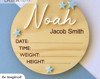Hello World CUSTOM Baby Birth Stat Sign Laser Cut Svg | Template Baby ...
