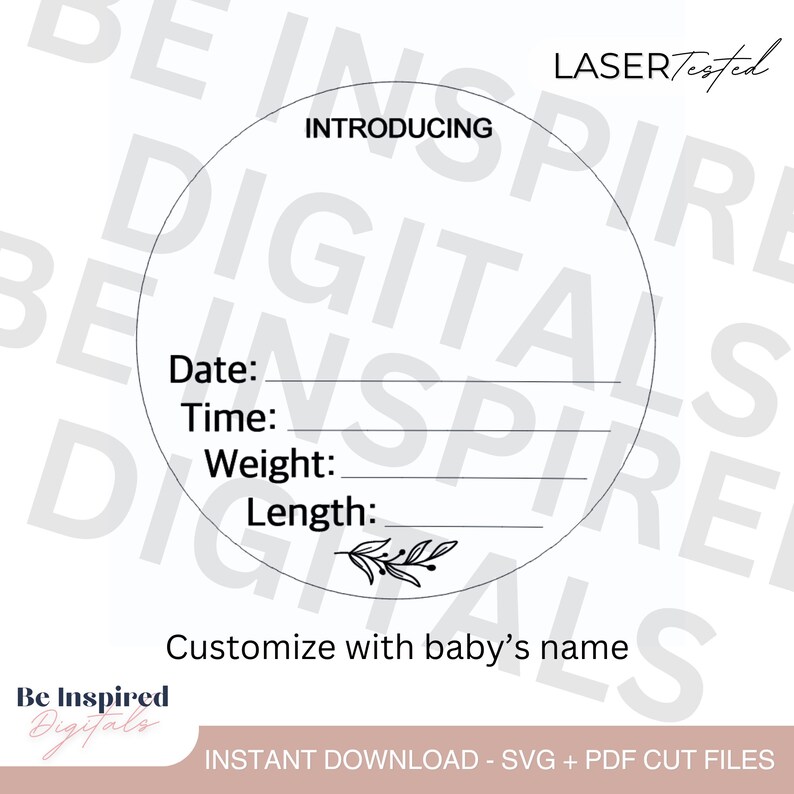 Hello World CUSTOM Baby Birth Stat Sign Laser Cut Svg | Template Baby ...