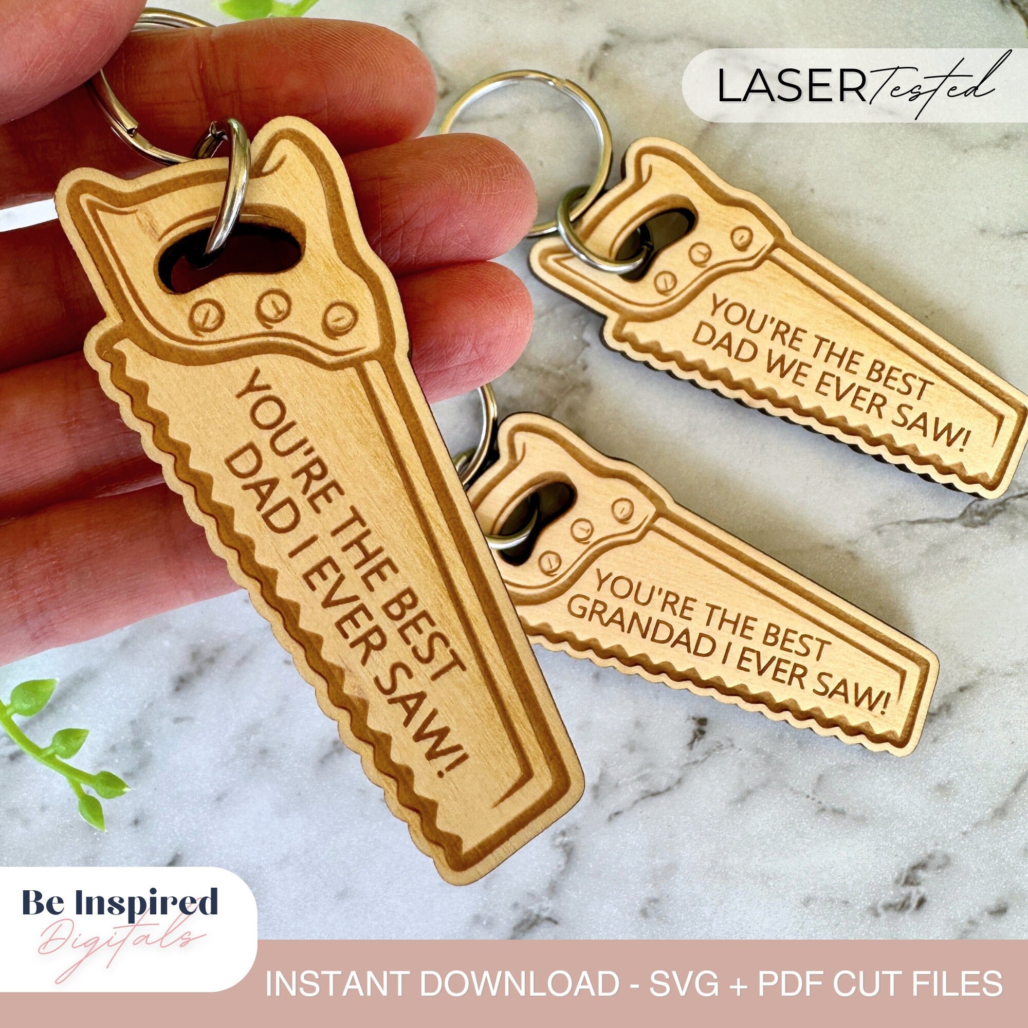 Father's Day Keyring Laser Cut Files Saw Keychain SVG Laser Engrave ...