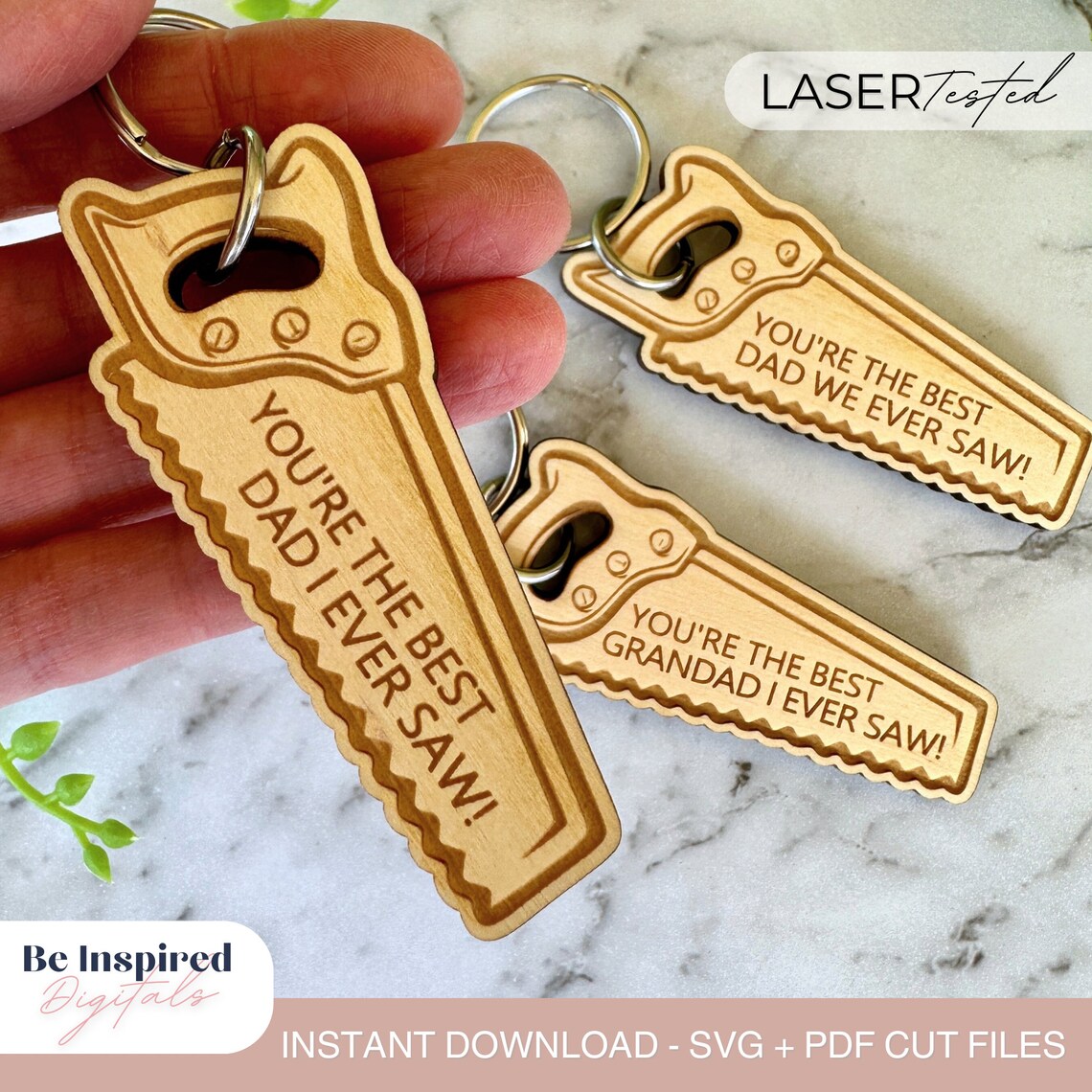 Father's Day Keyring Laser Cut Files | Saw Keychain SVG | Laser Engrave ...