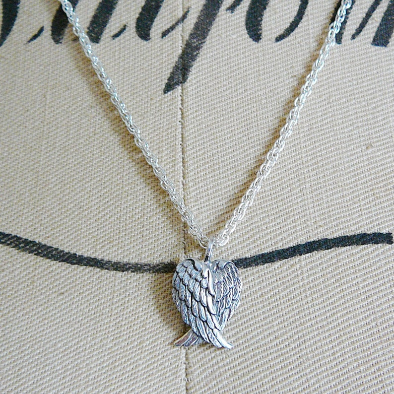Angel Wings Pendant Necklace, Sterling Silver Chain, Oxidized Charm - Etsy