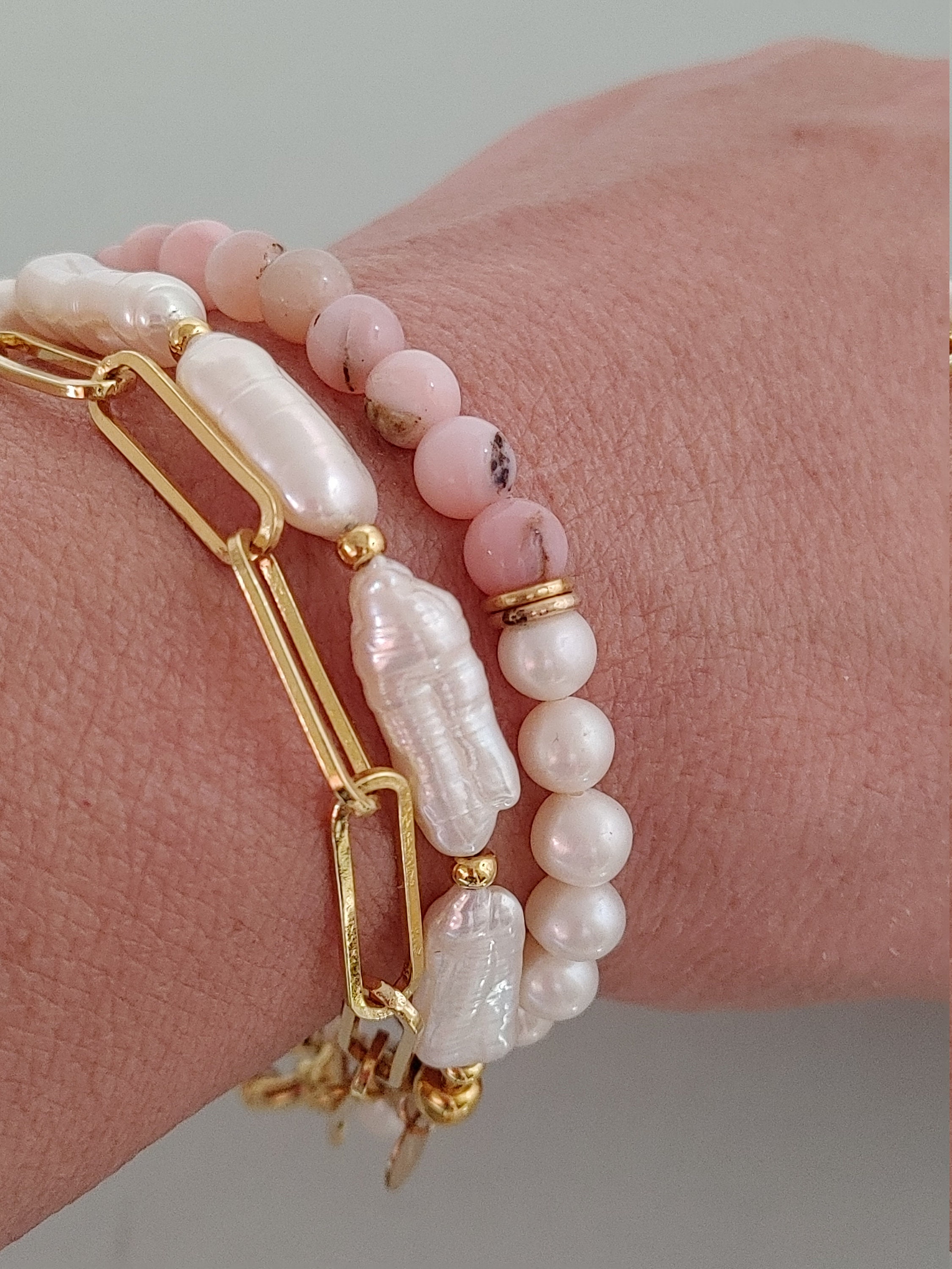 Pearl Paper Clip Bracelet in Gold Filled - Etsy