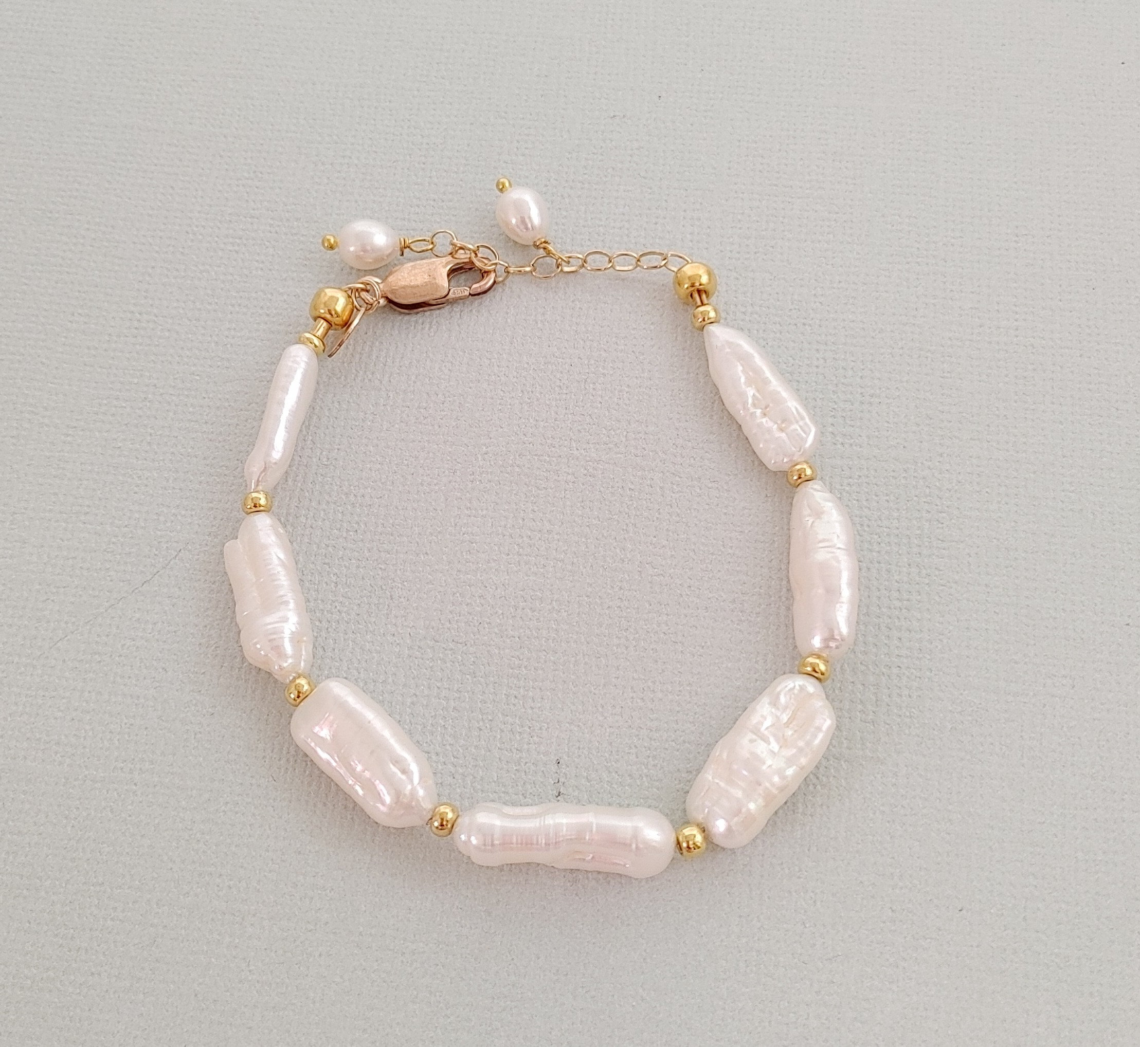 Pearl Paper Clip Bracelet in Gold Filled - Etsy