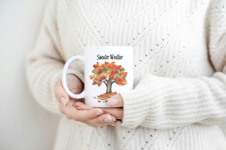 Sweater Weather Mug, Fall Colors and Tree, Fall Leaves, Autumn ...
