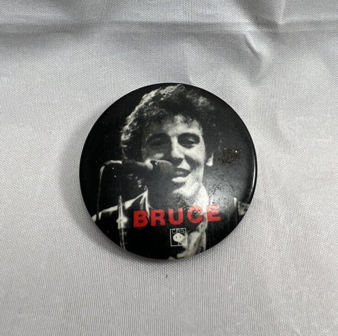 Rare Vintage 1980 Bruce Springsteen CBS Promo Button RED Variant Pin 1. ...