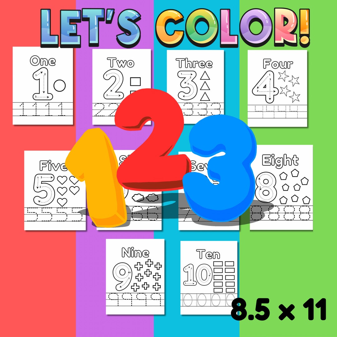 Number 1-10 Coloring Pages - Etsy