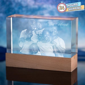 3D Crystal Photo With Light Base | Personalized Gifts Glass Laser ...