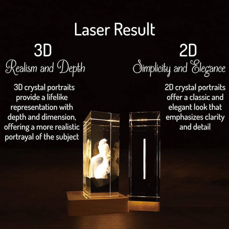 3D Crystal Photo With Light Base | Personalized Gifts Glass Laser ...