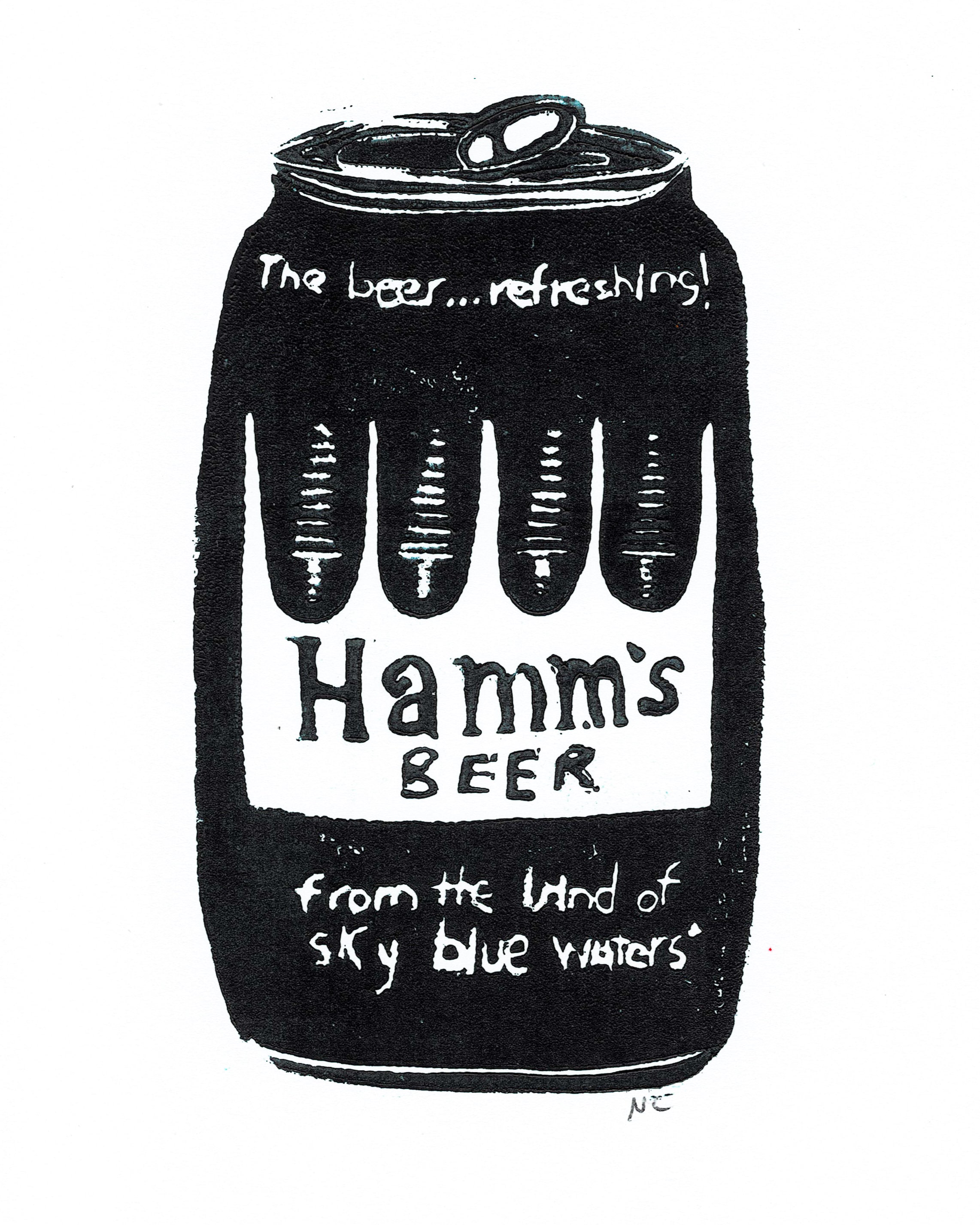 Hamm's Vintage Beer Can Linocut Print - Etsy