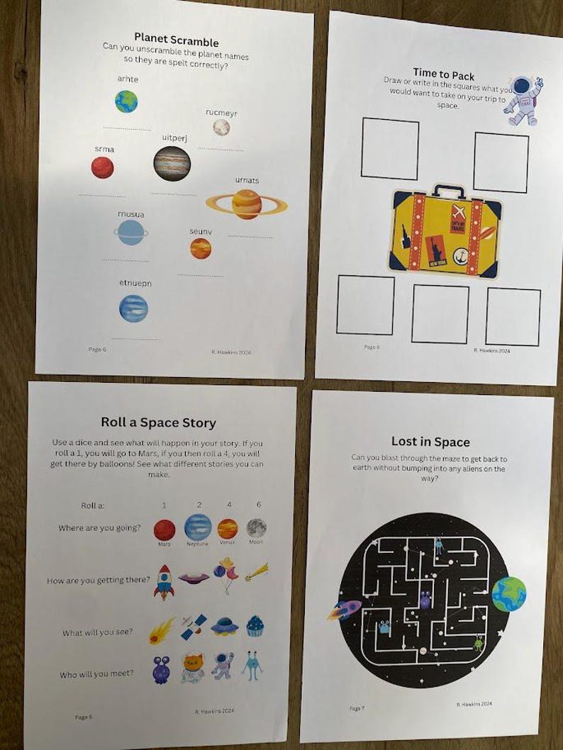 Space Themed Activity Sheets/ Book/ Busy Book - Etsy