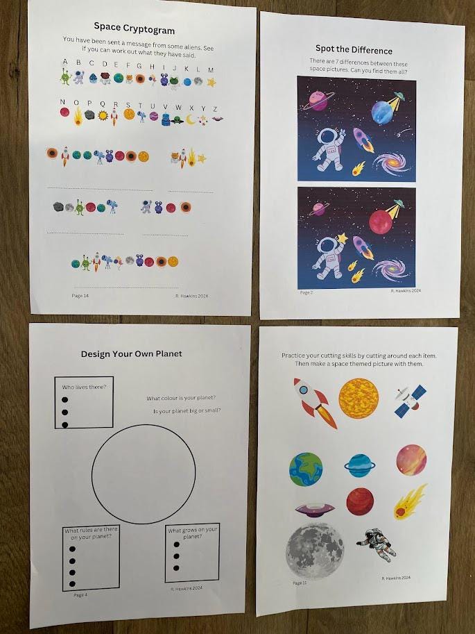Space Themed Activity Sheets/ Book/ Busy Book - Etsy