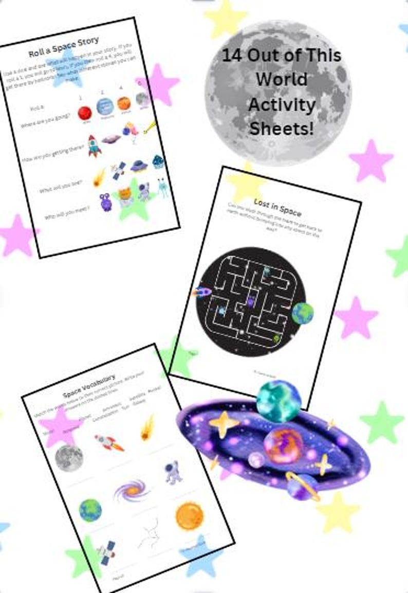 Space Themed Activity Sheets/ Book/ Busy Book - Etsy