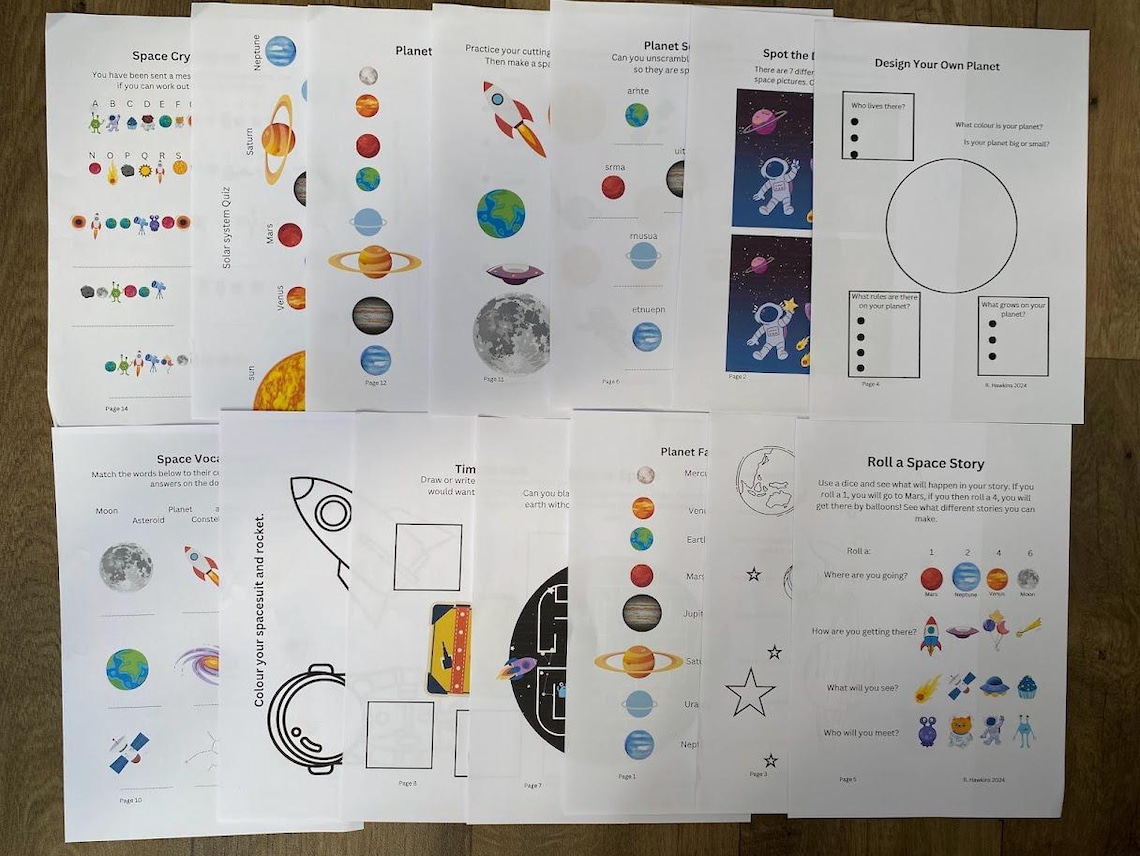 Space Themed Activity Sheets/ Book/ Busy Book - Etsy