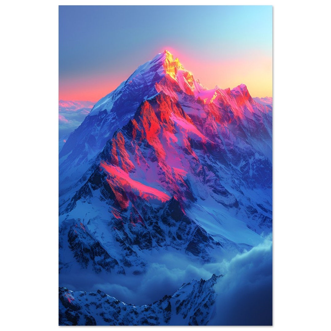 Majestic Mountain Sunrise Art Print, Colorful Landscape Wall Decor - Etsy