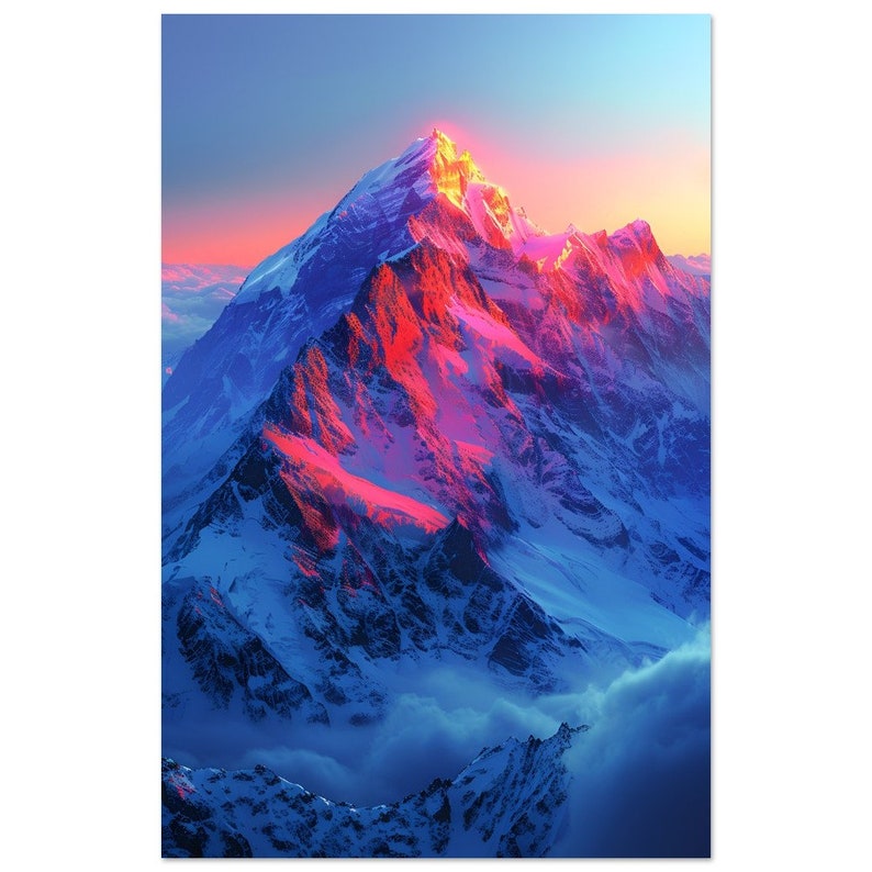 Majestic Mountain Sunrise Art Print, Colorful Landscape Wall Decor - Etsy