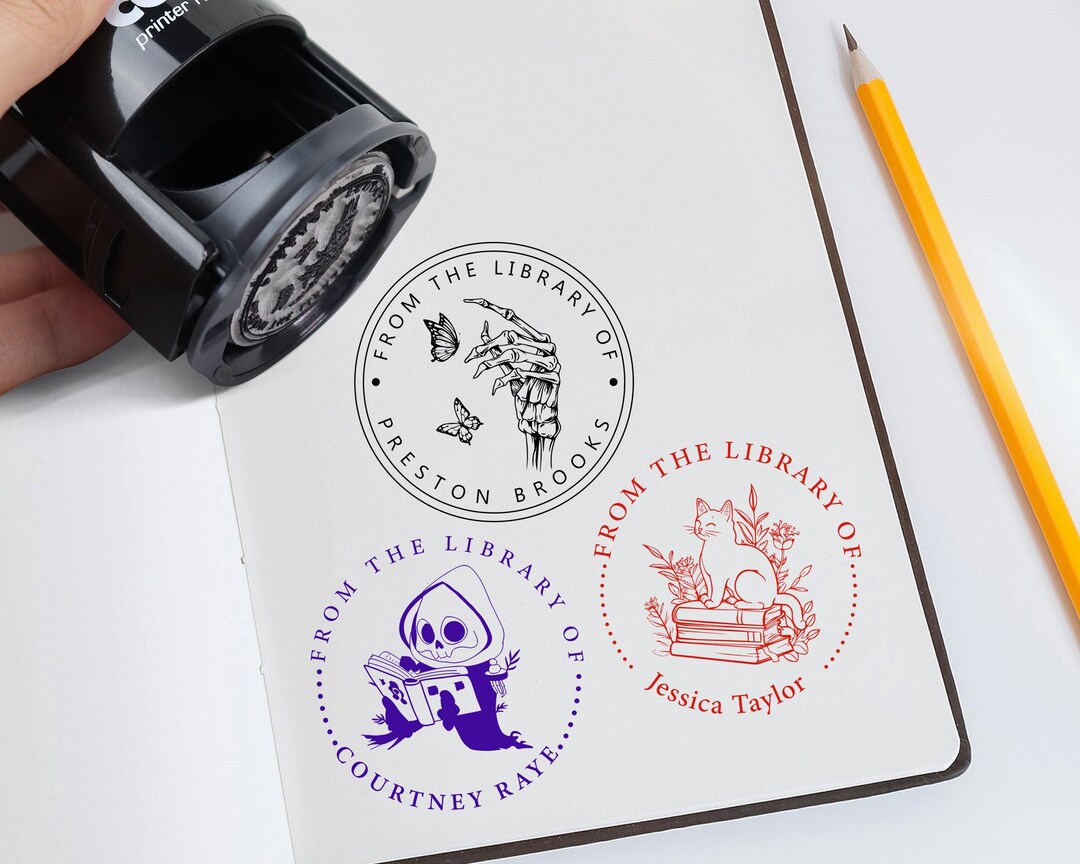Book Stamp Personalized/custom Book Embosser/self Inking Stamp/ex ...