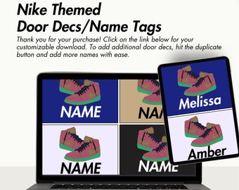Custom Nike Shoe Box Label Door Decorations | Printable Name Tags for ...