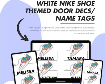 Custom Nike Shoe Box Label Door Decorations | Printable Name Tags for ...