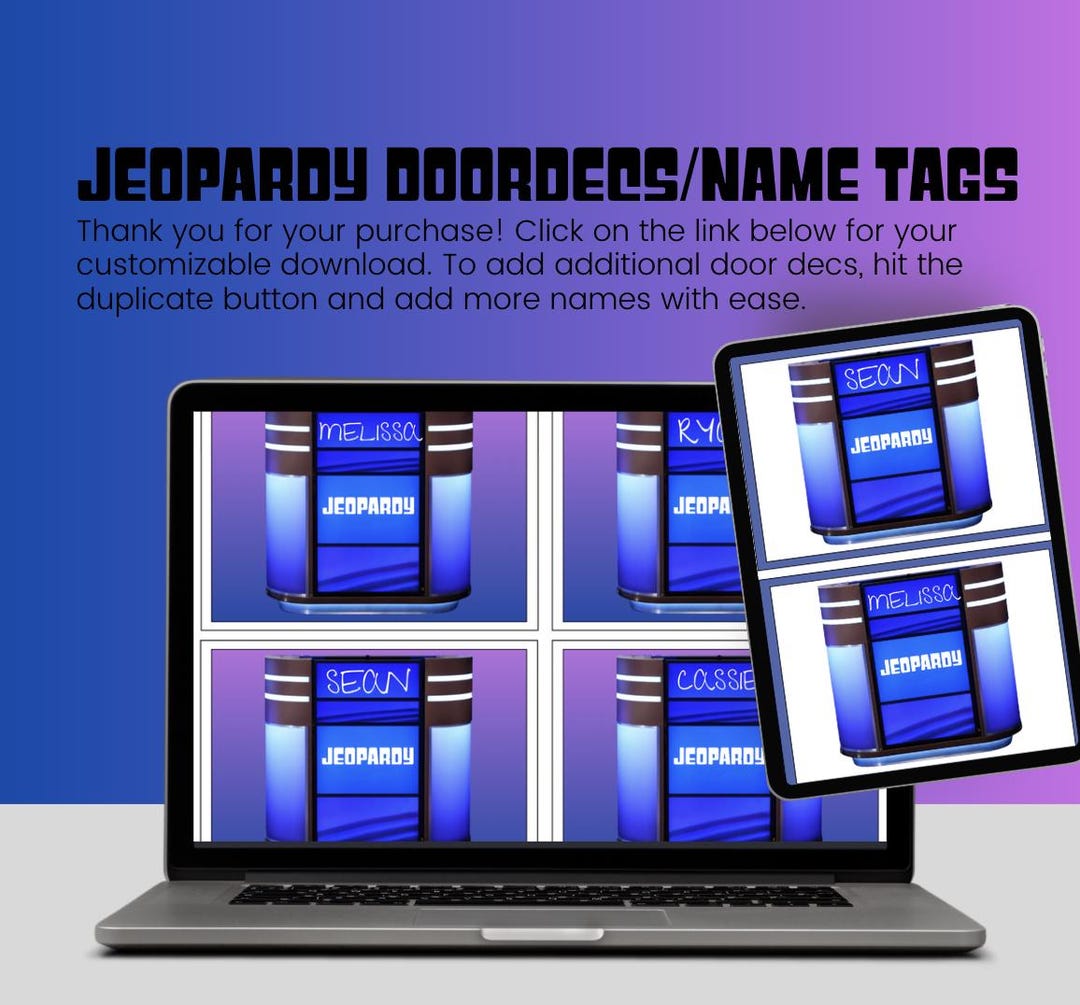 Jeopardy Podium Name Tag| Digital Download | Customize | Print | Party ...