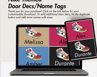 Custom Nike Shoe Box Label Door Decorations | Printable Name Tags for ...