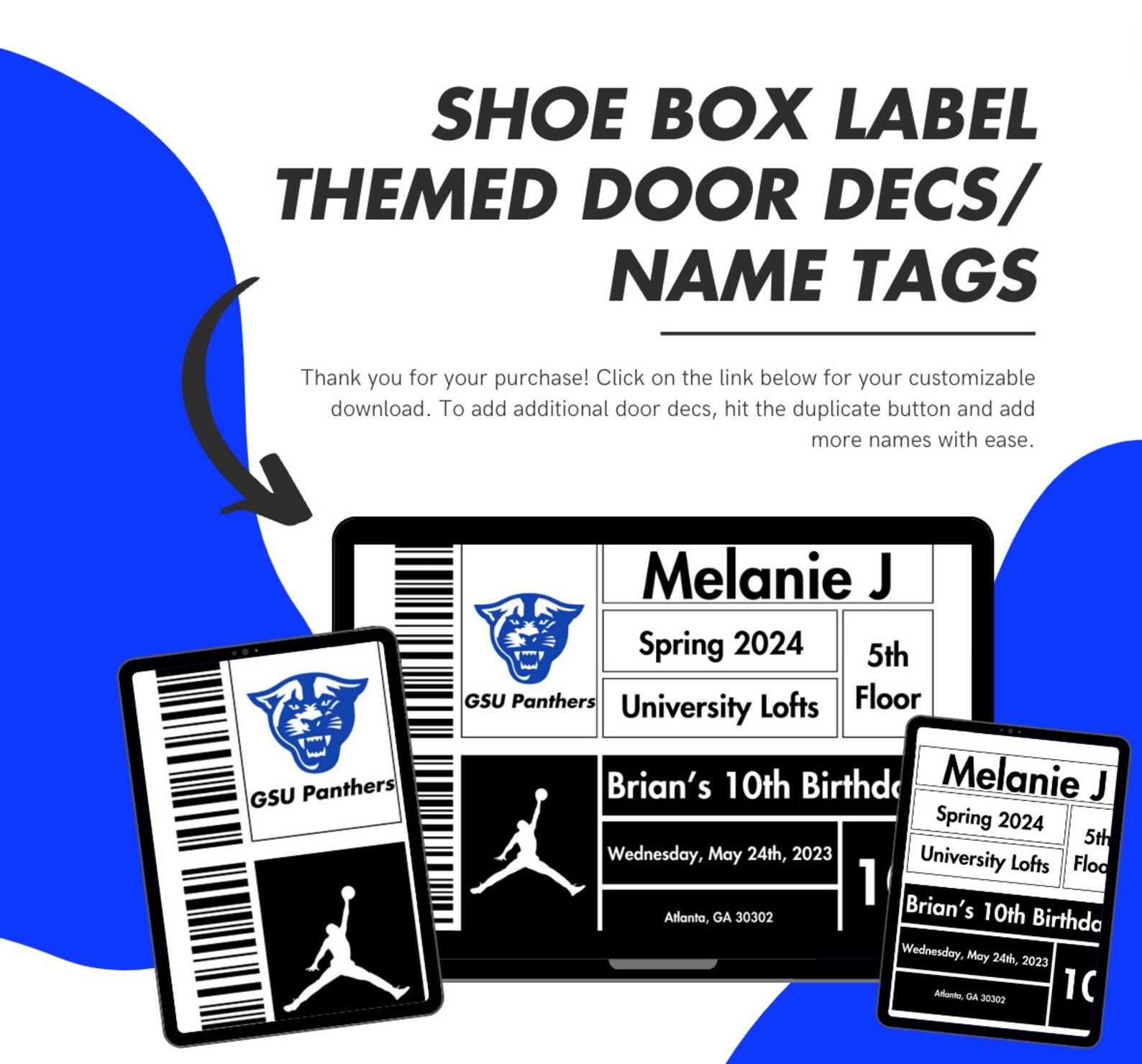 Custom Nike Shoe Box Label Door Decorations | Printable Name Tags for ...