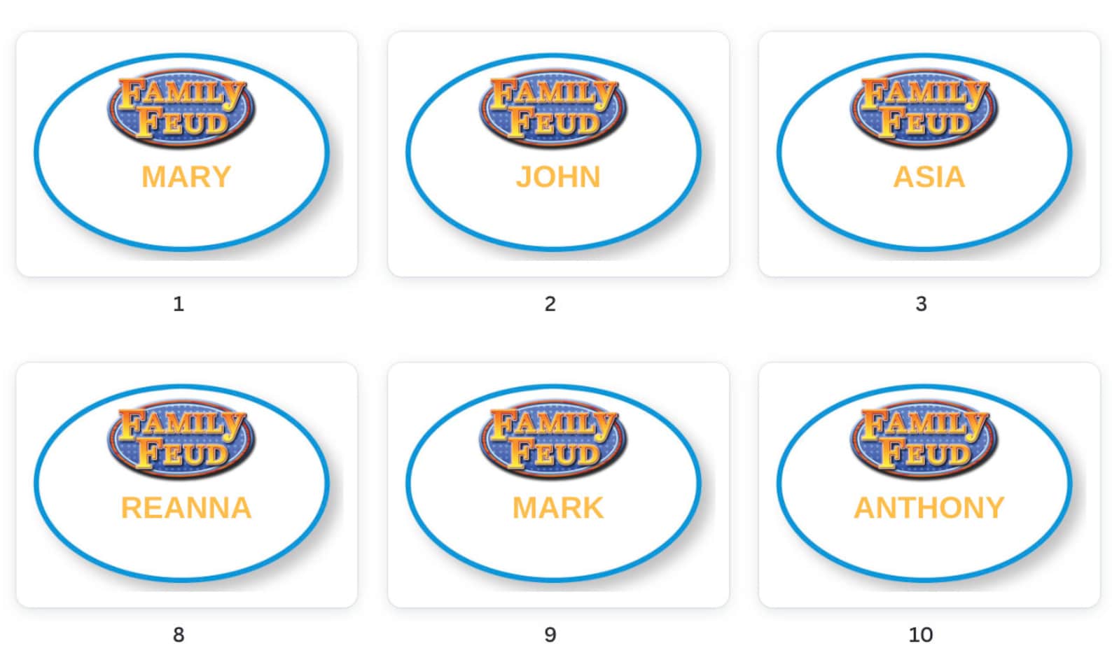 Family Feud Door Dec | Digital Download | Edit | Print | Party Favor ...