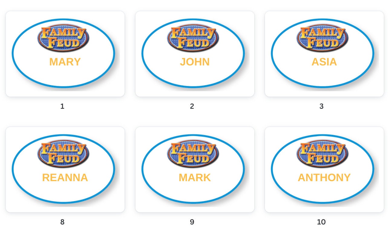 Family Feud Door Dec | Digital Download | Edit | Print | Party Favor ...