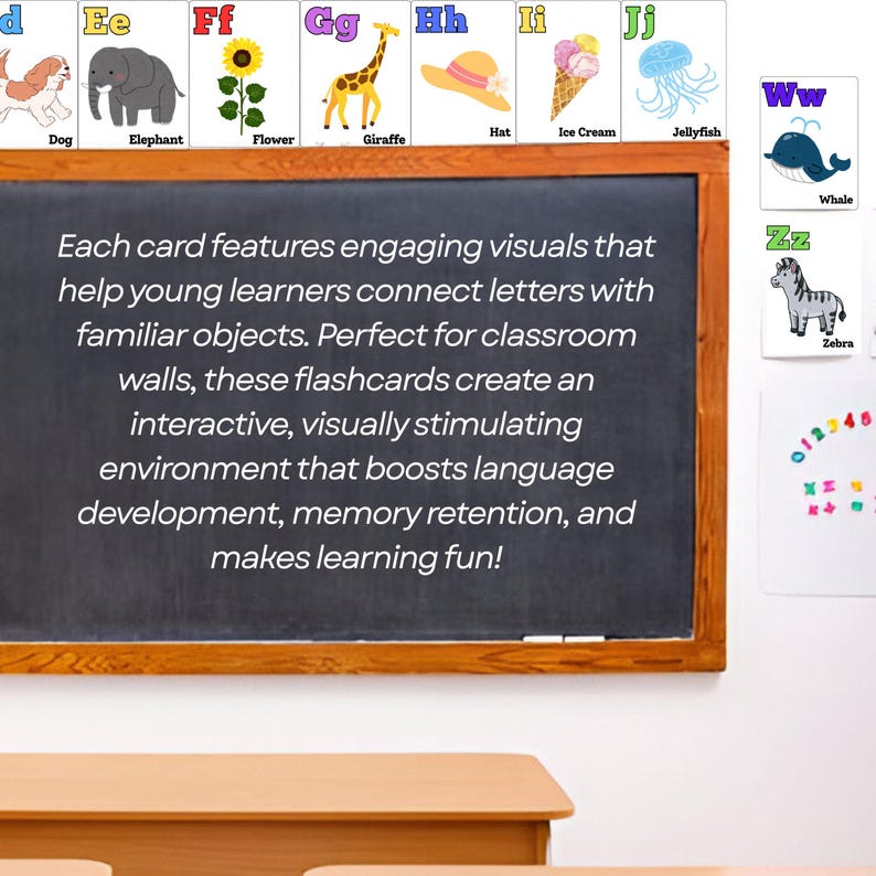 Alphabet Flash Cards Visual Illustrations Letter Toddlers Preschool ...