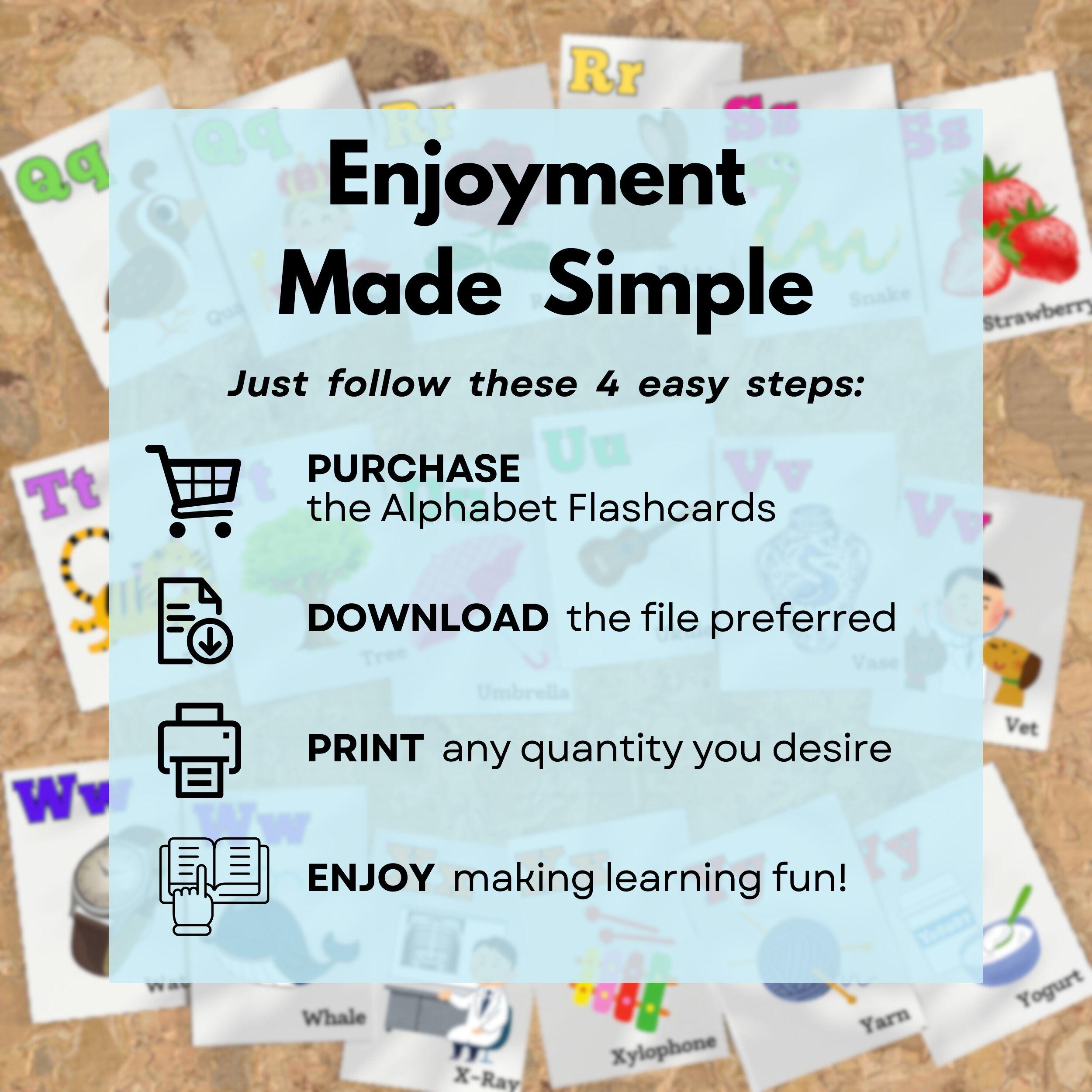 Alphabet Flash Cards Visual Illustrations Letter Toddlers Preschool ...