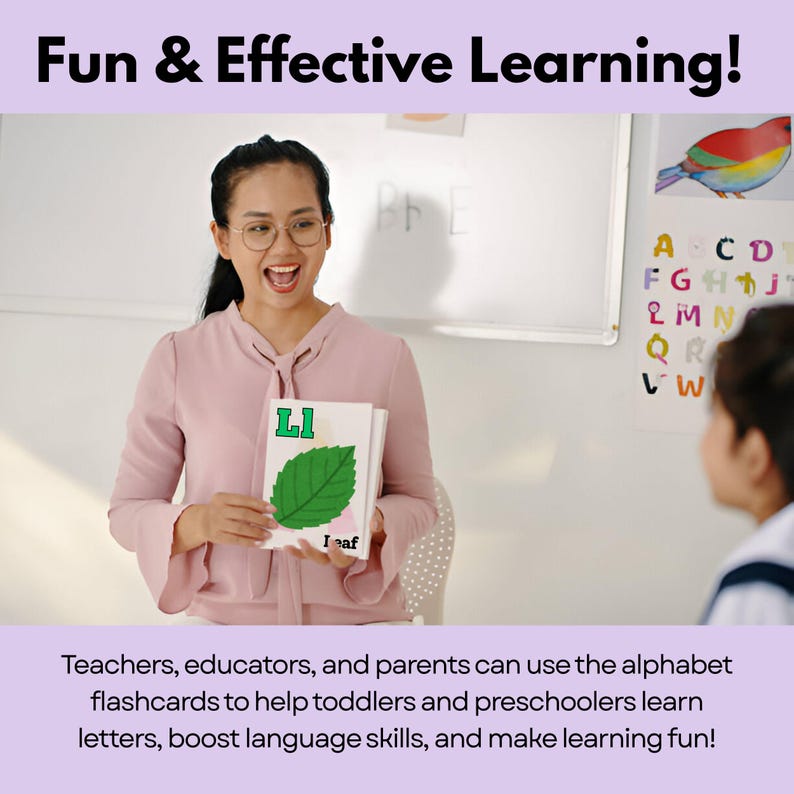 Alphabet Flash Cards Visual Illustrations Letter Toddlers Preschool ...