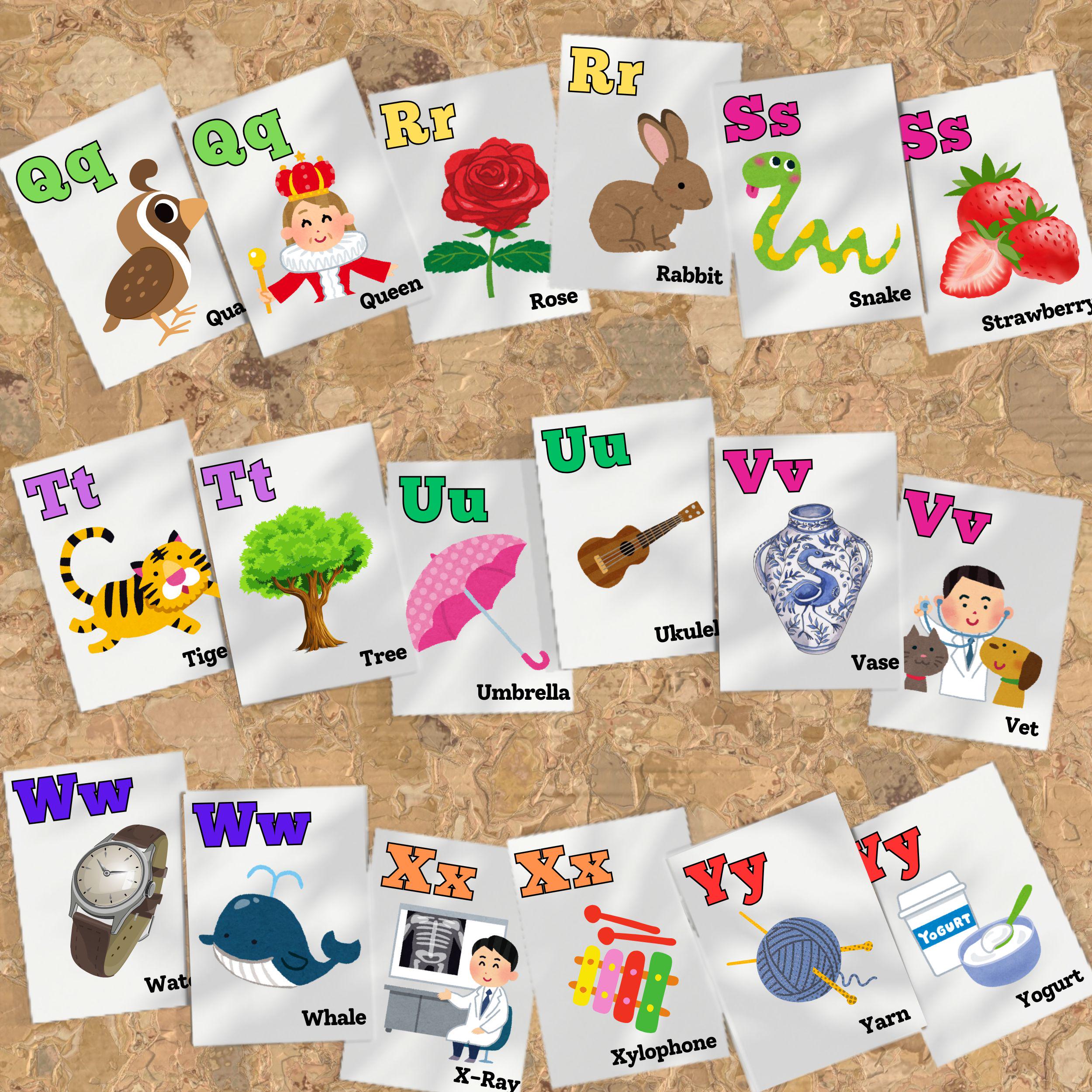 Alphabet Flash Cards Visual Illustrations Letter Toddlers Preschool ...