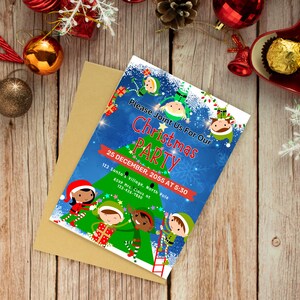 Editable Kids Christmas Party Invitation, Elves Children's Party ...