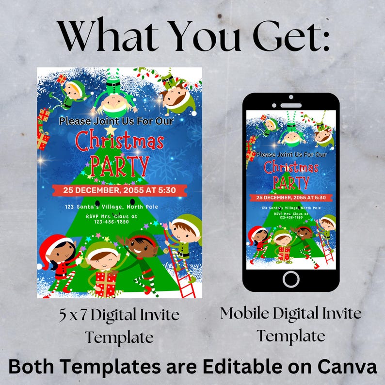 Editable Kids Christmas Party Invitation, Elves Children's Party ...