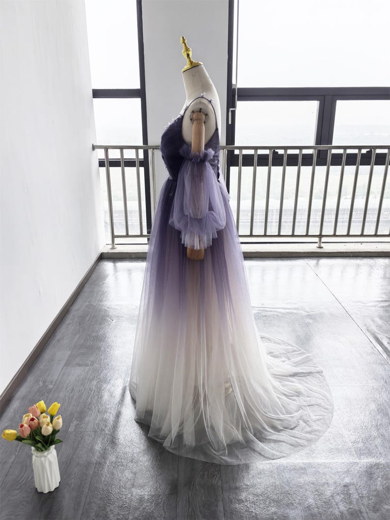 Dreamy Violet Gradient Prom Dress, Fairy Purple Off-shoulder Evening ...