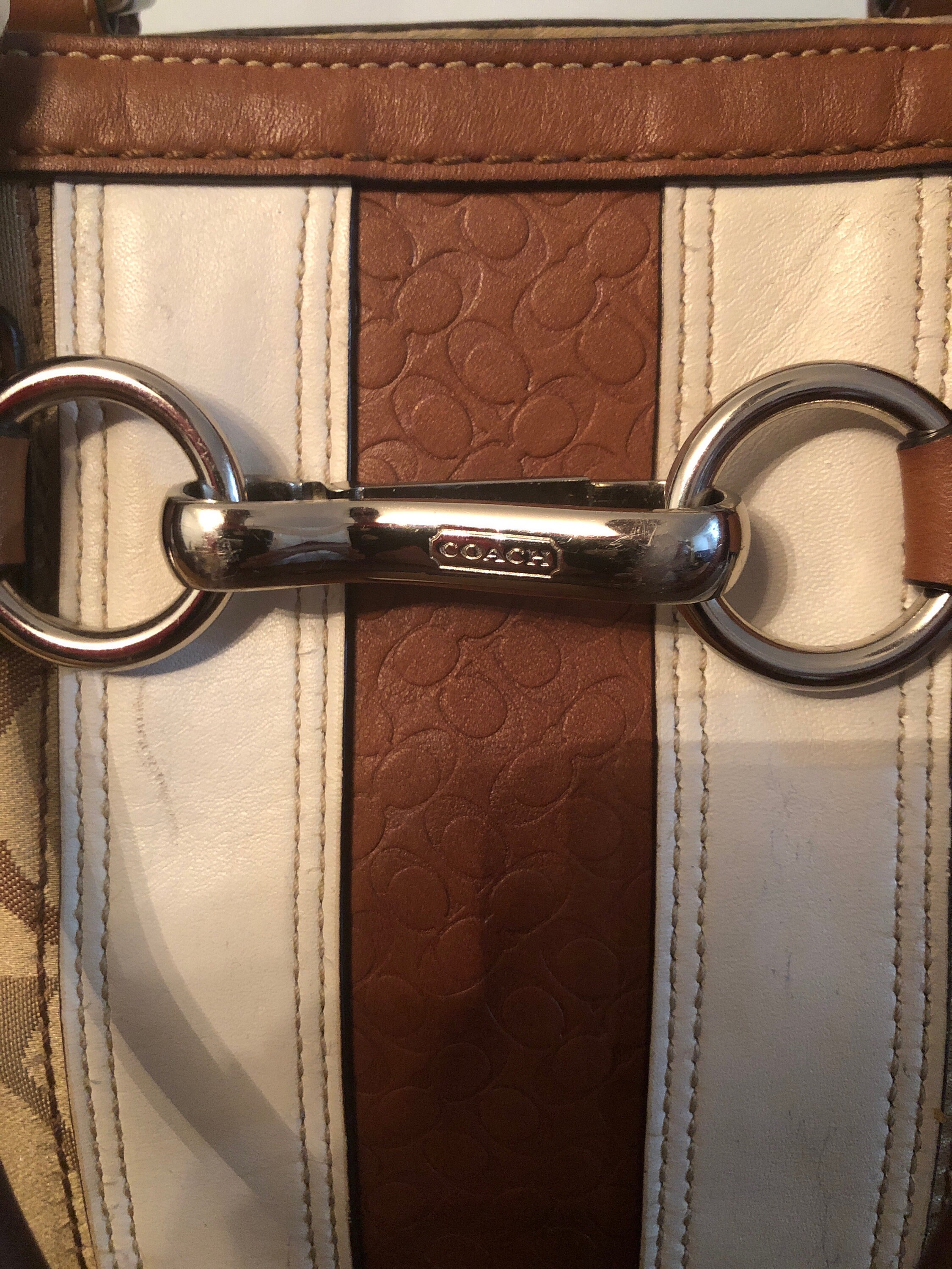 Coach F13337 Hampton Optic Signature Stripe Carryall Medium Shoulder ...