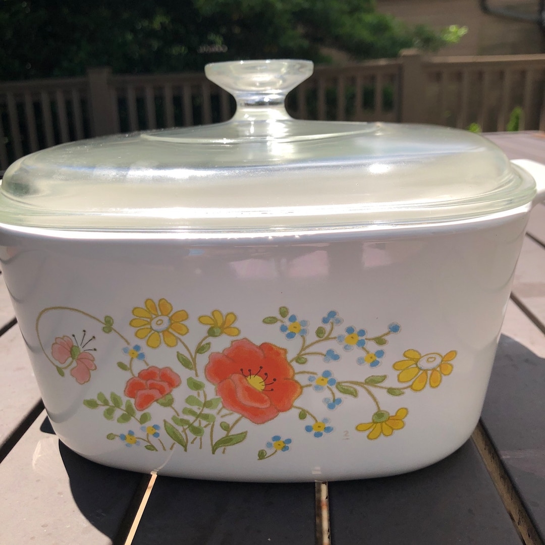 Vintage Corning Ware Wildflower Square Dish With Lid 3 Quart - Etsy