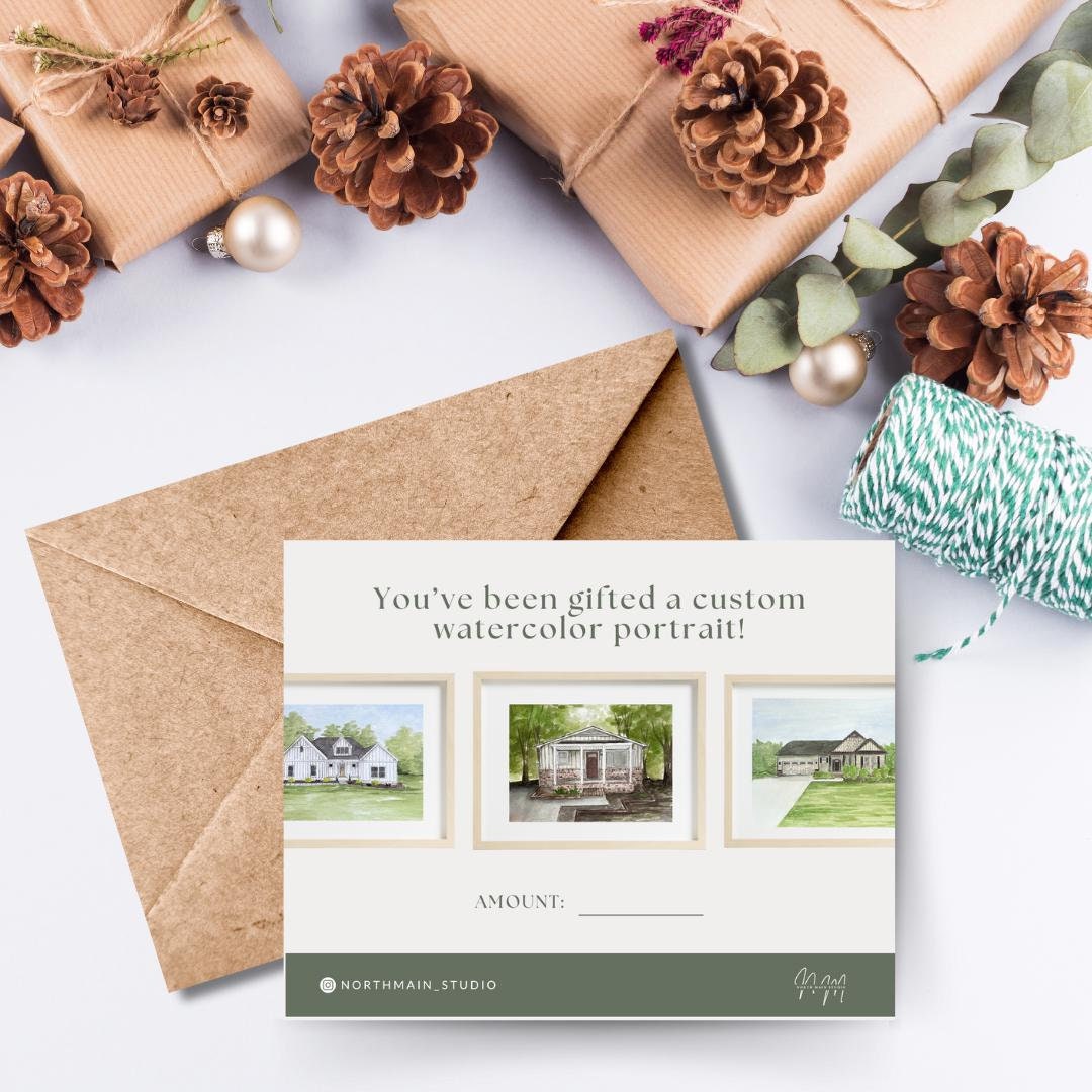 Gift Certificate for Custom Home or Venue Watercolor Portrait, Gift ...