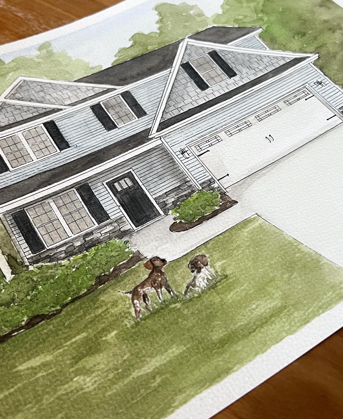 Hand-painted Watercolor House Portrait: Custom Home Illustration ...